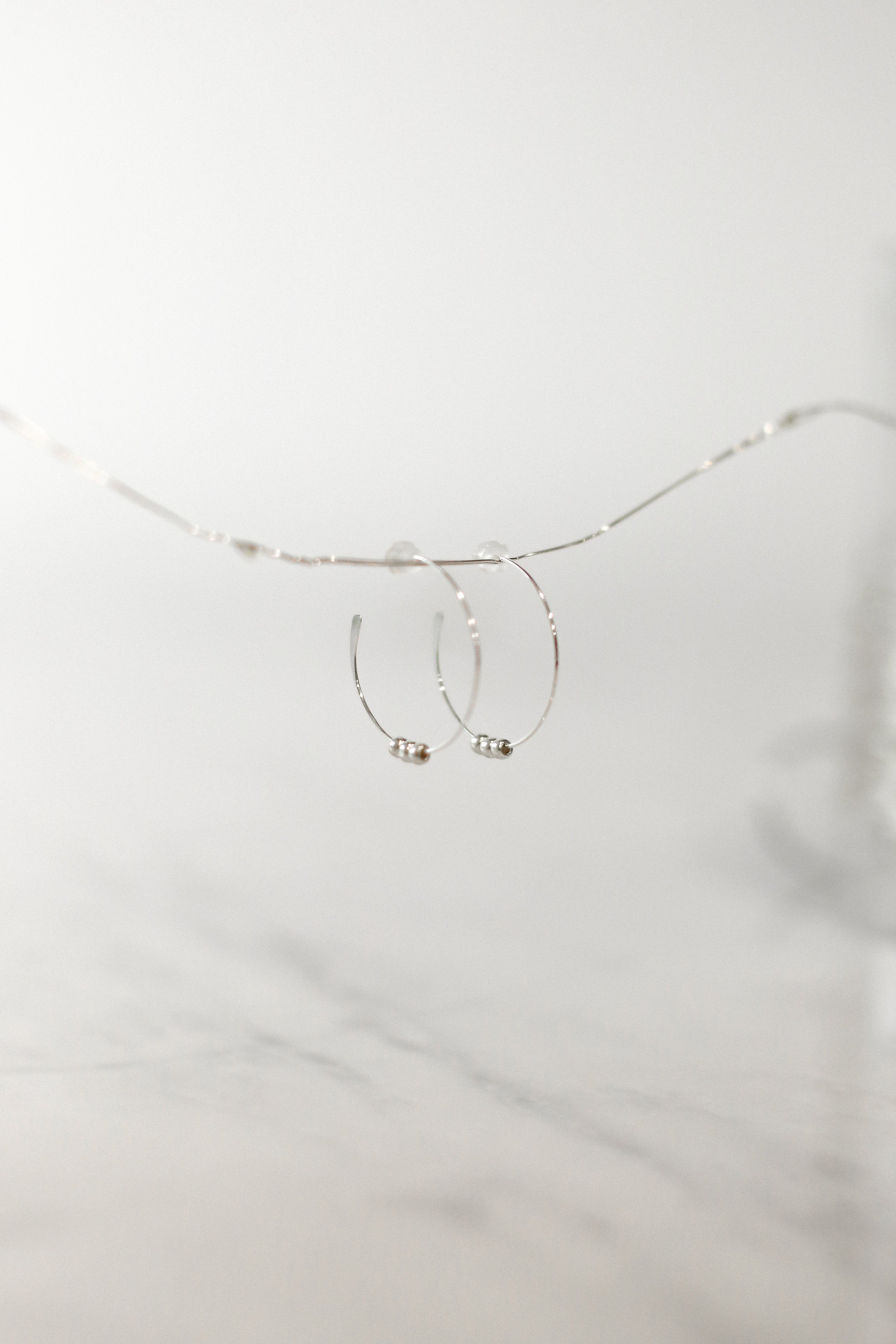 Sterling Silver Half Hoops with bead accent – Morphew Designs